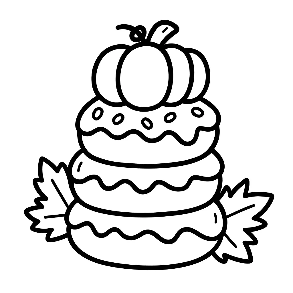 Autumn Donut Stack - Bold and Easy Coloring Pages
