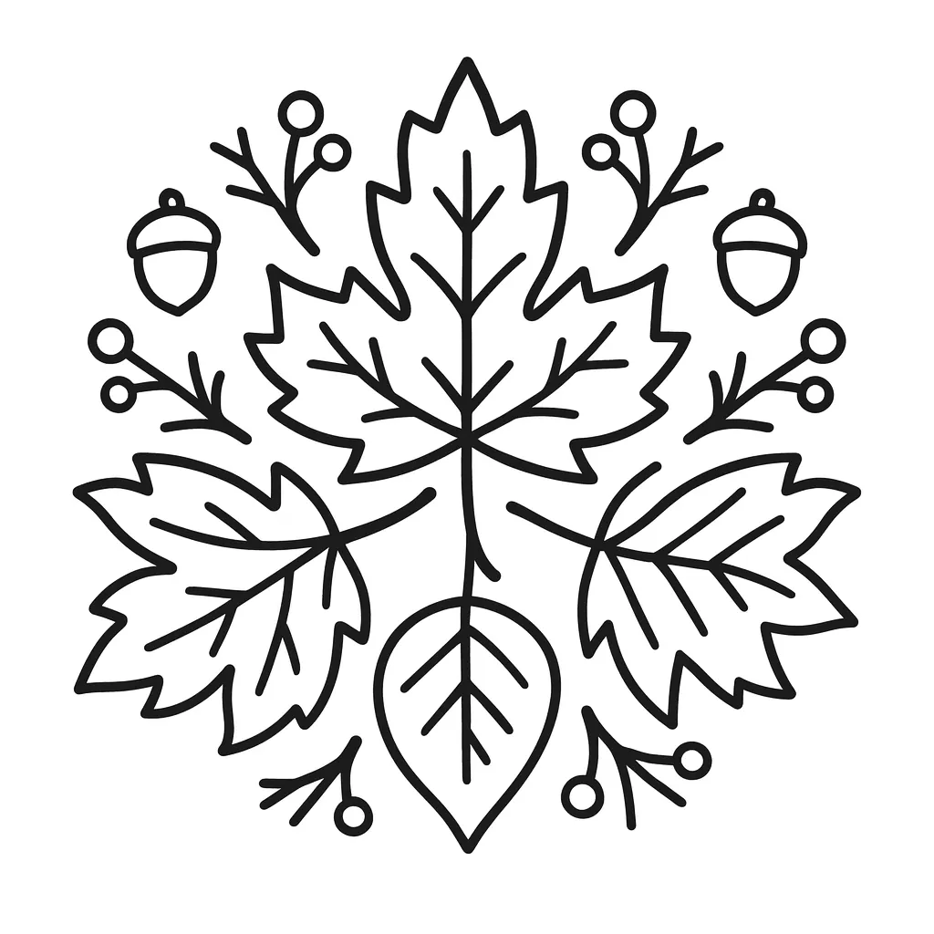 Fall Leaves Mandala - Bold and Easy Coloring Pages