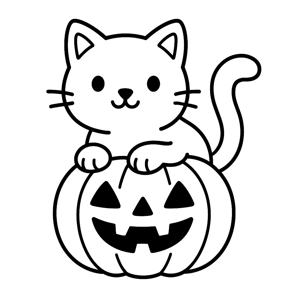 Halloween Black Cat - Bold and Easy Coloring Pages