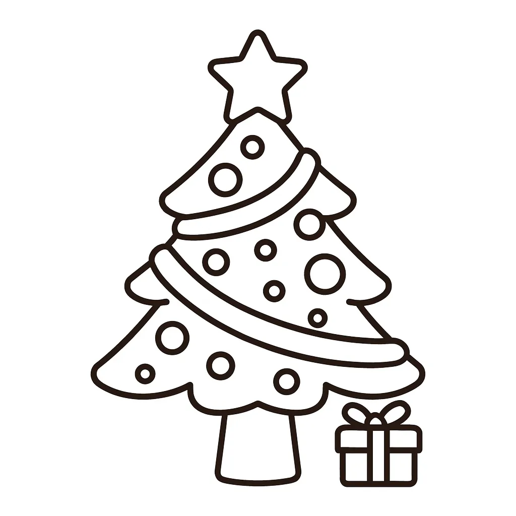Decorated Christmas Tree - Bold and Easy Coloring Pages