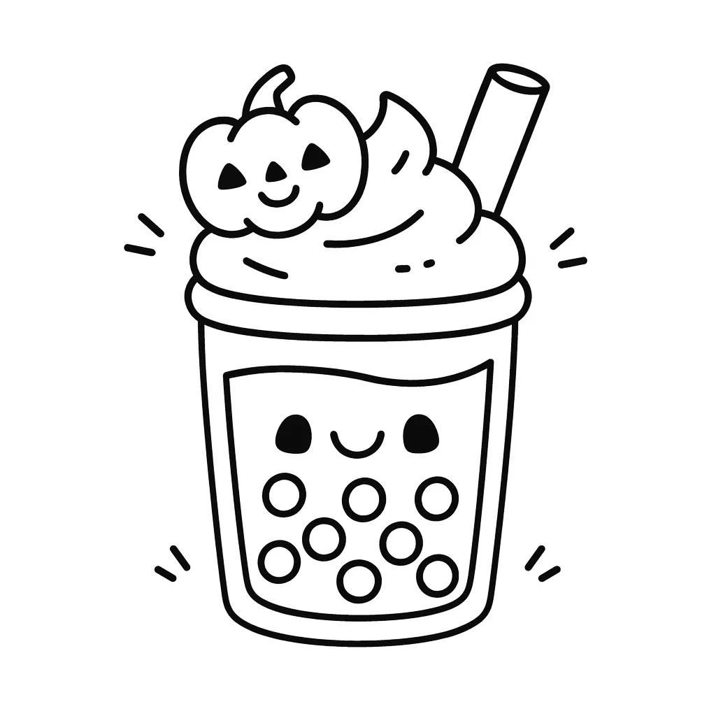 Cute Boba Bear - Bold and Easy Coloring Pages
