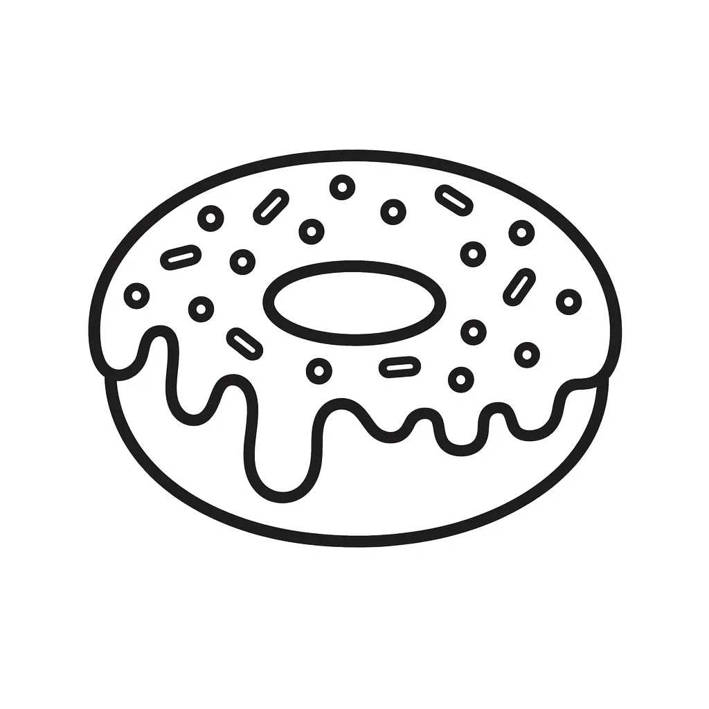 Glazed Donut with Sprinkles - Bold and Easy Coloring Pages