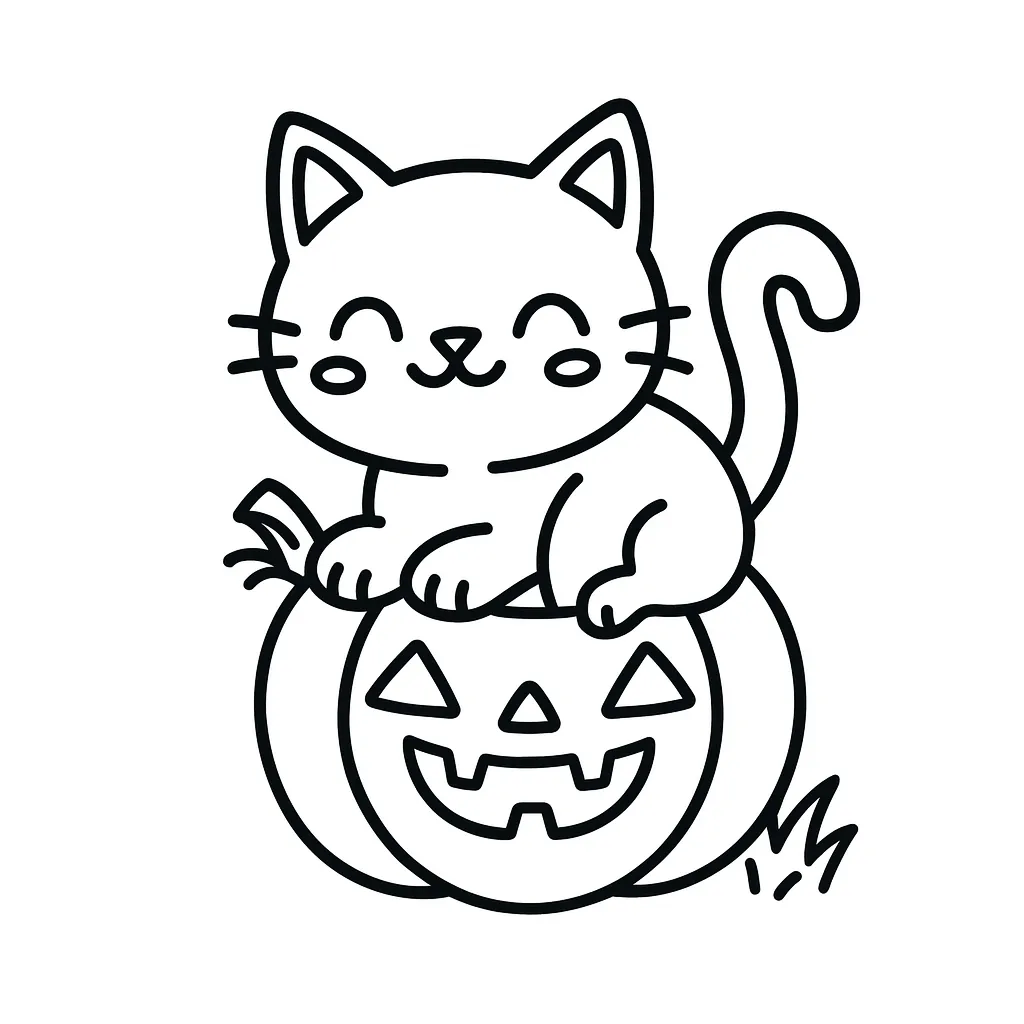 Halloween Black Cat - Bold and Easy Coloring Pages