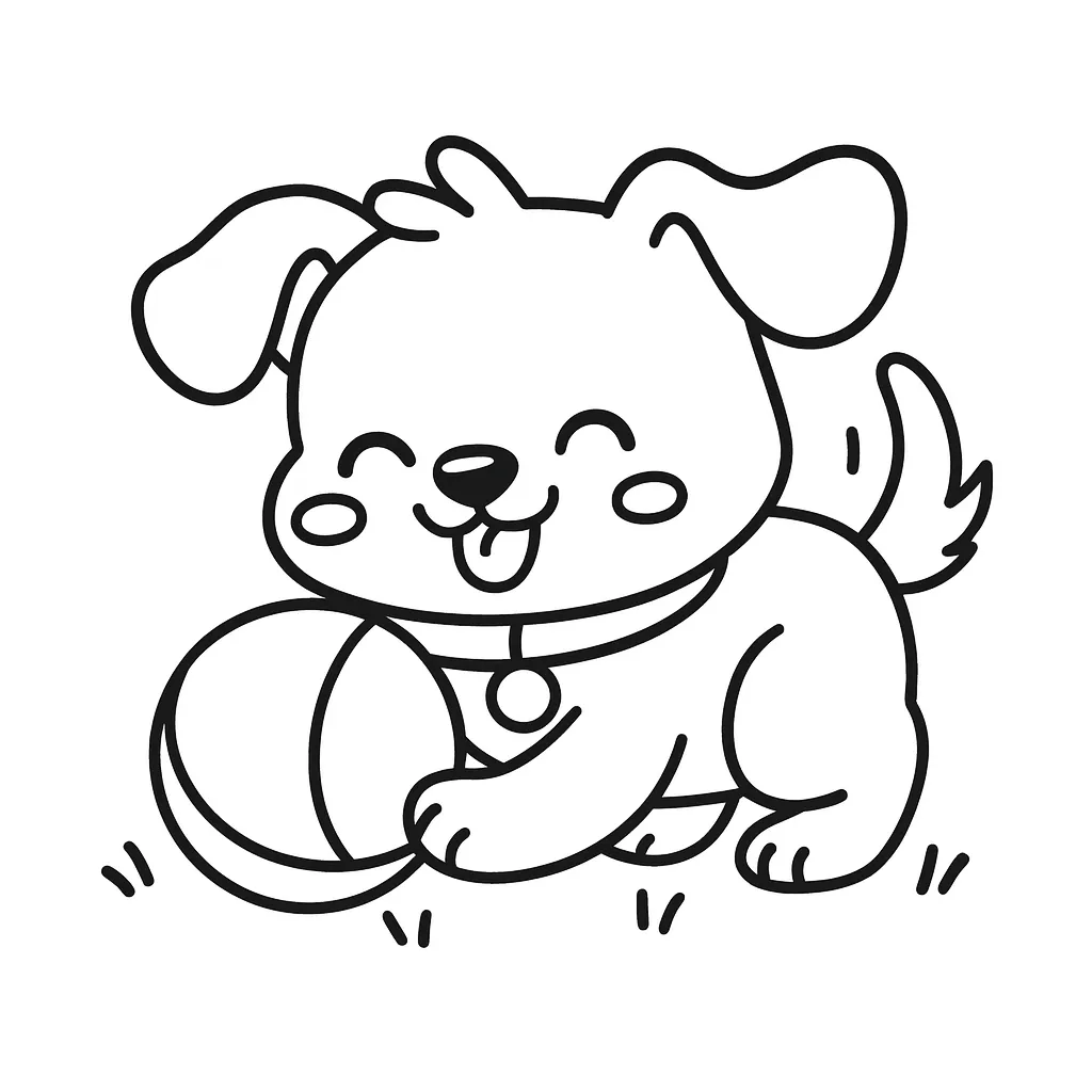 Simple Puppy in Doghouse - Bold and Easy Coloring Pages