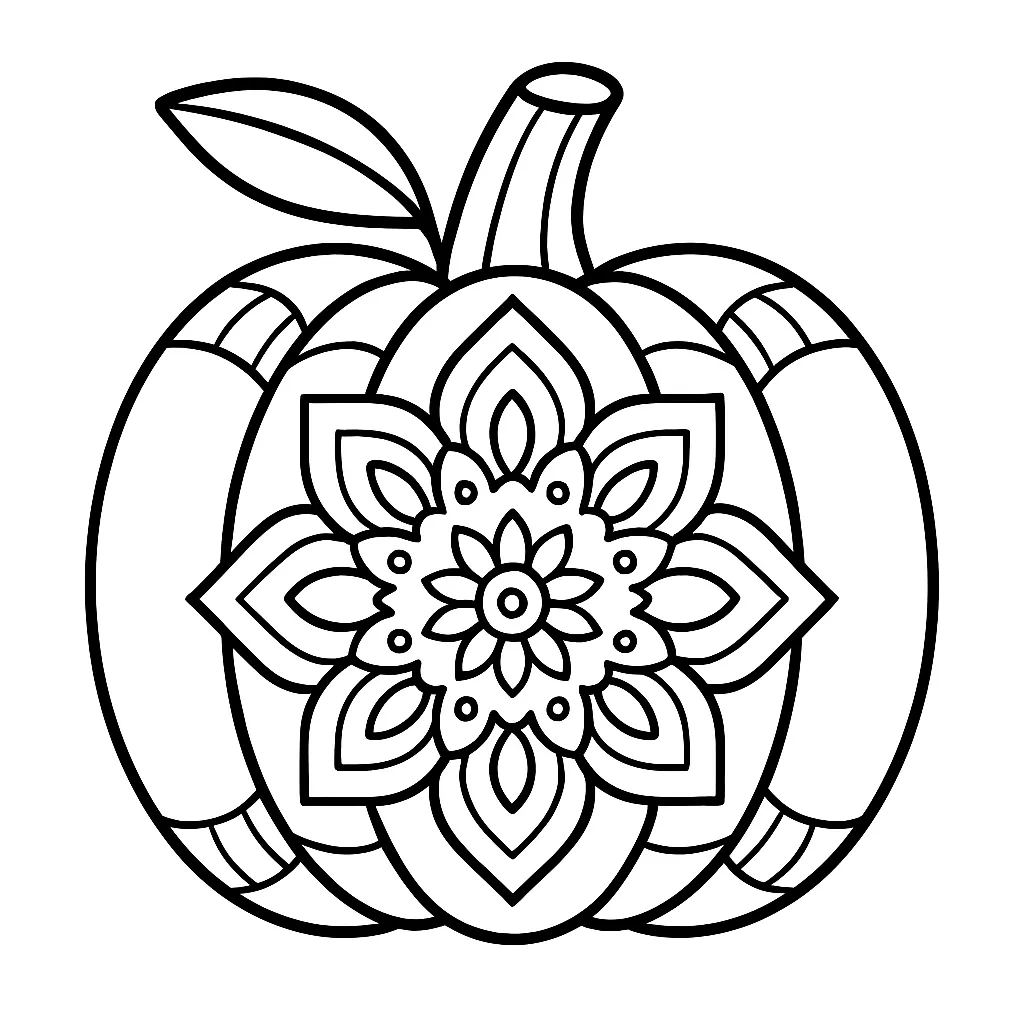 Autumn Leaf Mandala - Bold and Easy Coloring Pages