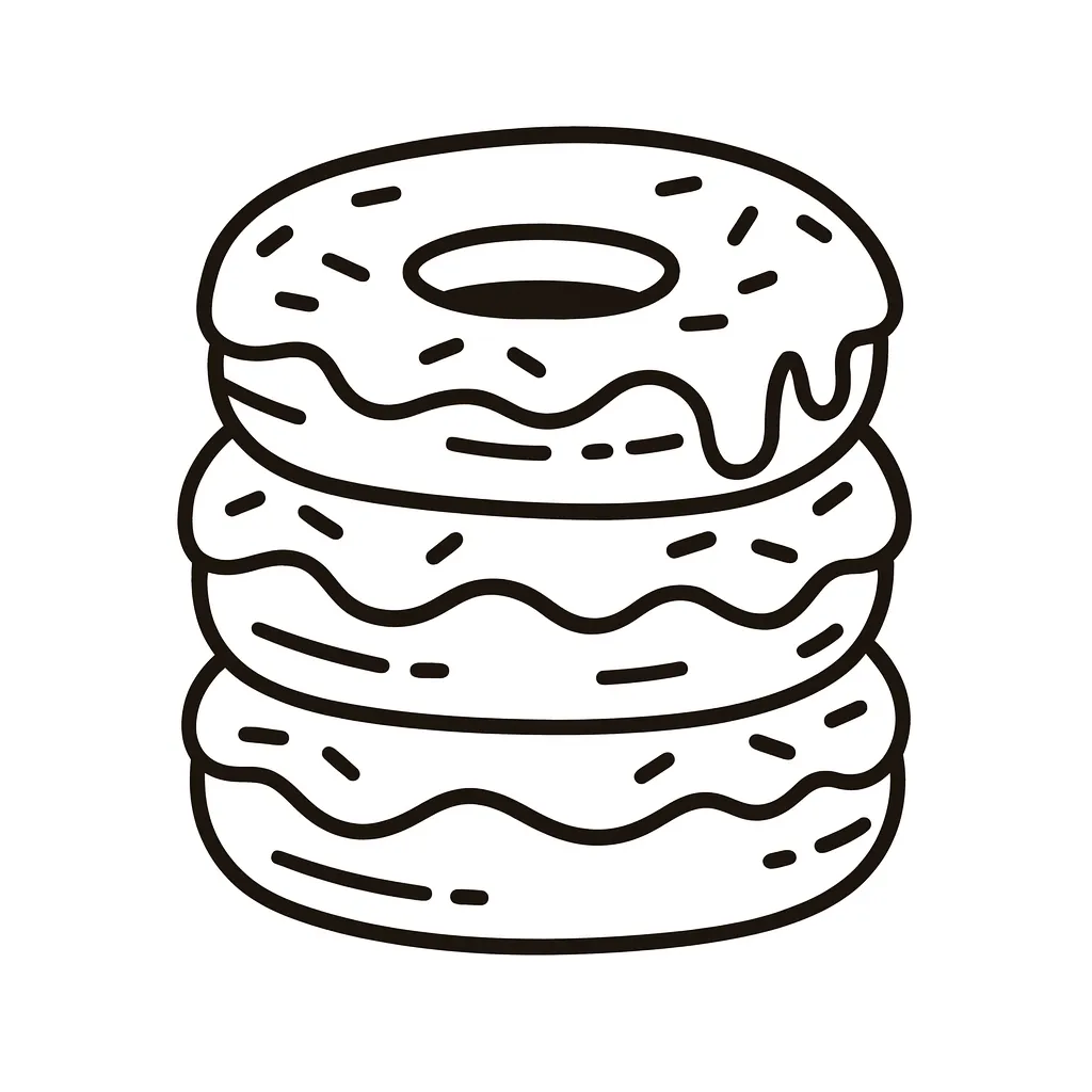 Stack of Chocolate Donuts - Bold and Easy Coloring Pages